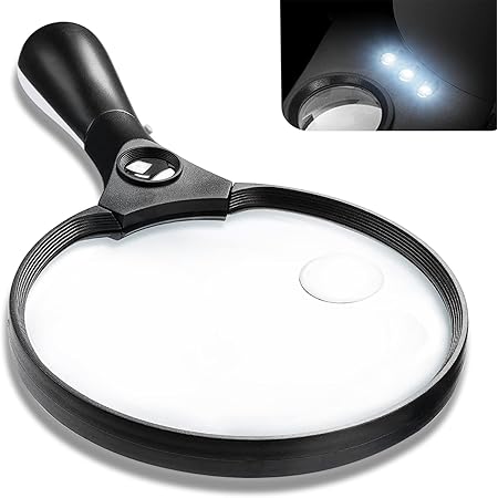 Amazon.com: Large Magnifying Glass with Light, Magnifier 10X 20X 45X ...