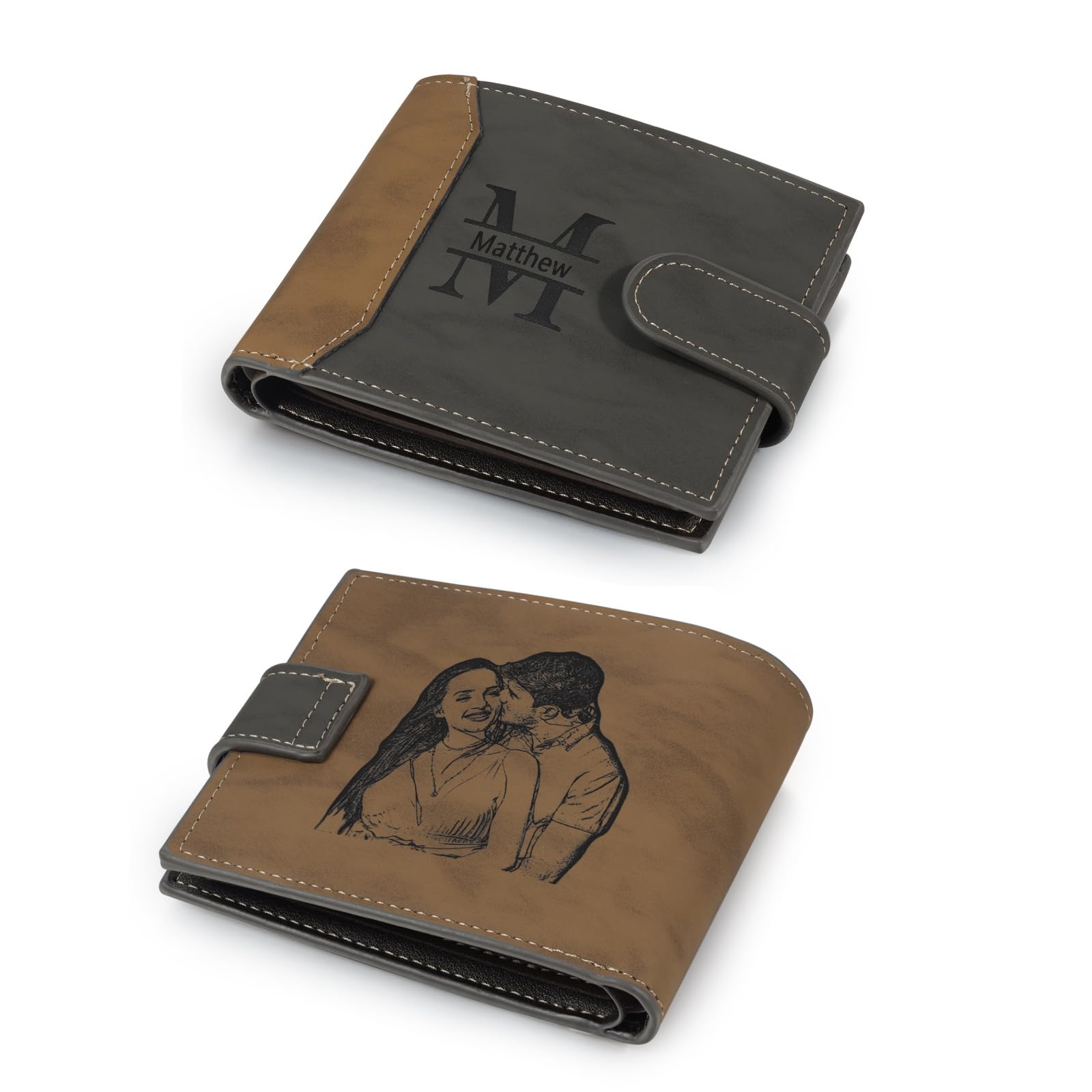 Amazon.com: Aiemghsde Custom Photo & Name Initials Wallets for Men ...