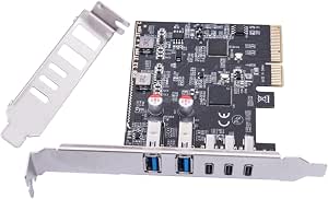 PCIE 4 10Gbps USB Expansion Card Featuring 3Port 2A Type C and 2Port 1A ...