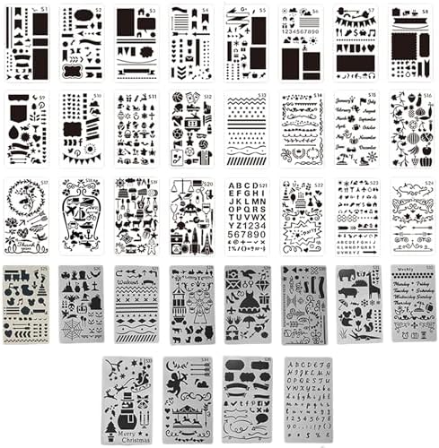Lqucwepp 36PCS Journal Stencils,Letter Drawing Painting Alphabet ...