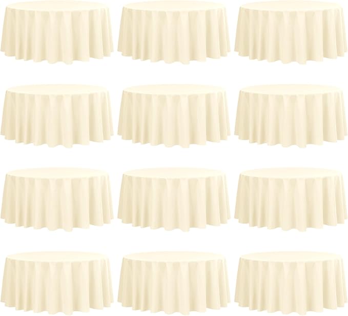 Amazon.com: fani 12 Pack 90 Inch Round Tablecloth, Beige Polyester ...