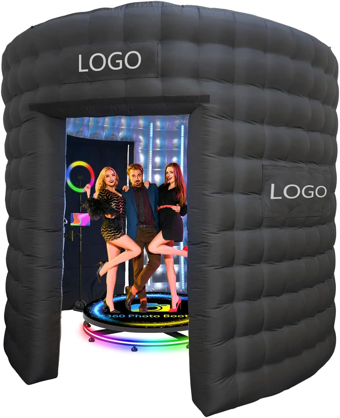 WideMeet 10ft Inflatable RGB Led Background 360 Photo Booth Enclosure ...