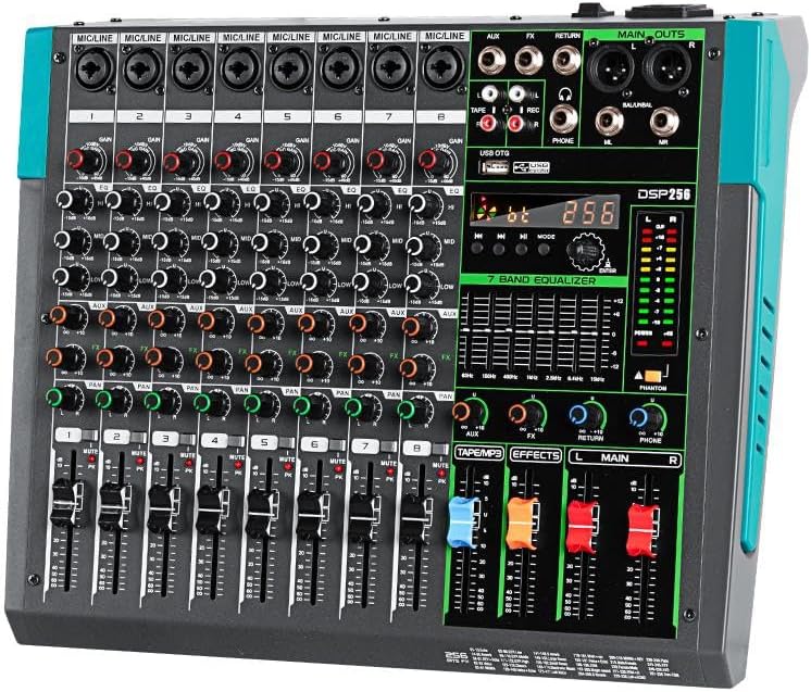 Amazon.com: Jindaaudio Dj Mixers 8 Channel Audio Mixer Sound Board with ...