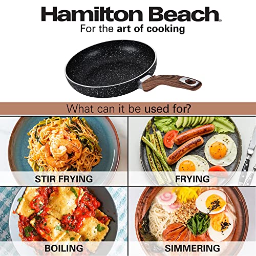Hamilton Beach Fry Pan Aluminum 12-Inch, Nonstick with Marble Coating ...