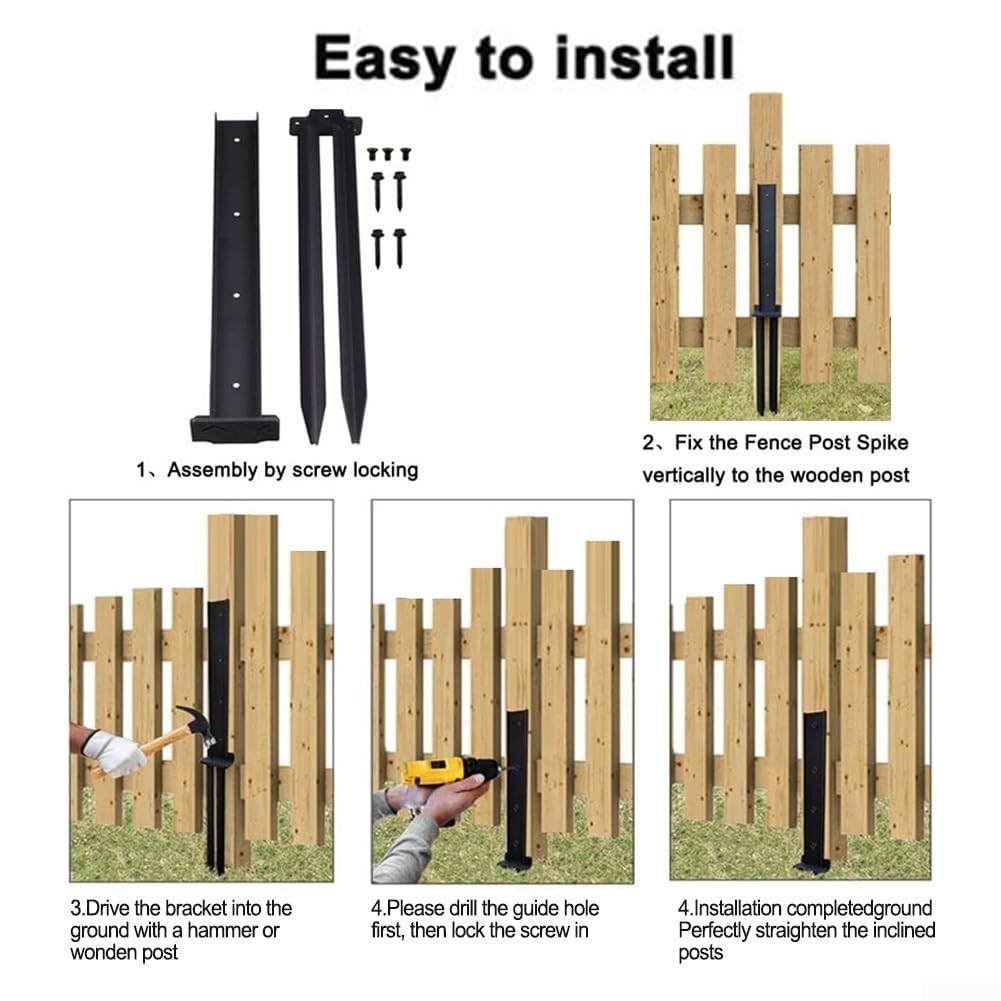 Fence Post Repair Post Stakes Flroha 6PCS Fence Post Anchor Kit, Heavy ...