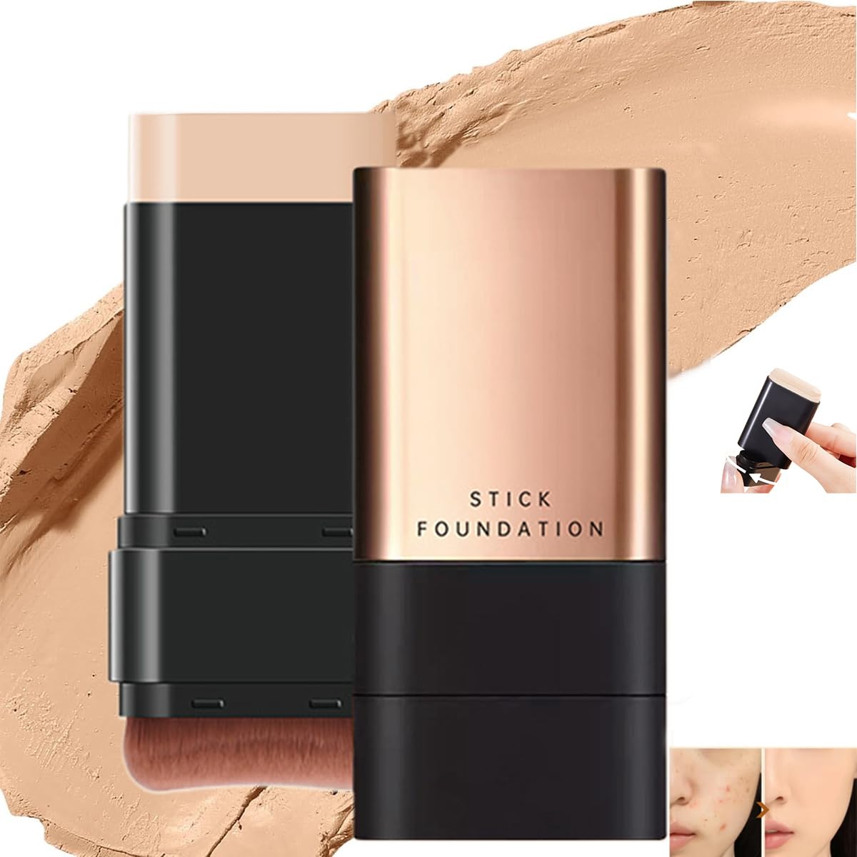 Amazon.com : 2 In 1 Luxury Anti-Wrinkle Foudation Stick,Double-Ended ...