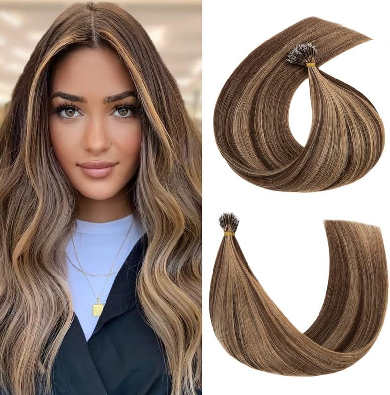 Amazon.com : Nano Ring Hair Extensions Human Hair,TESS Nano Tip Hair ...