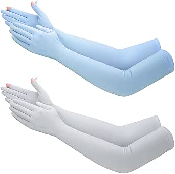 Jecery 2 Pairs UV Long Sun Gloves Women's Sunblock Driving Gloves Non ...