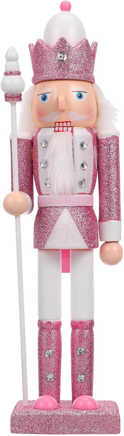 Amazon.com: VALICLUD Christmas Nutcrackers Figures Pink Nutcracker Christmas Decorations Wooden ...
