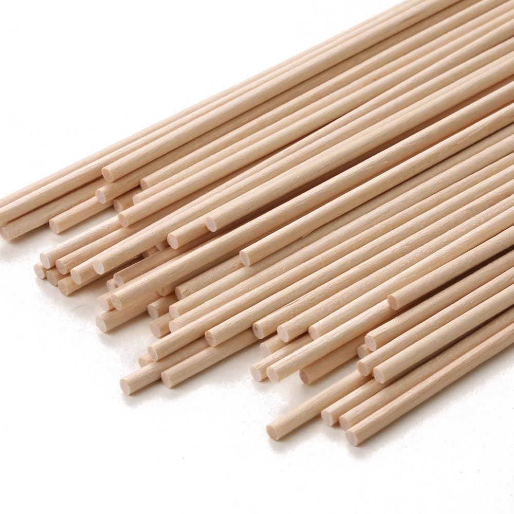 Snapklik.com : HOOMBOOM 100PCS 1/8 X 6 Inch Dowel Rods Wood Sticks ...