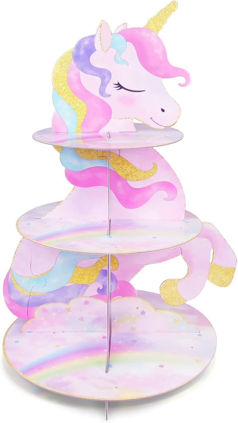 Amazon.com: WERNNSAI Unicorn Cupcake Stand - 2 Pcs Unicorn Cake Stands ...