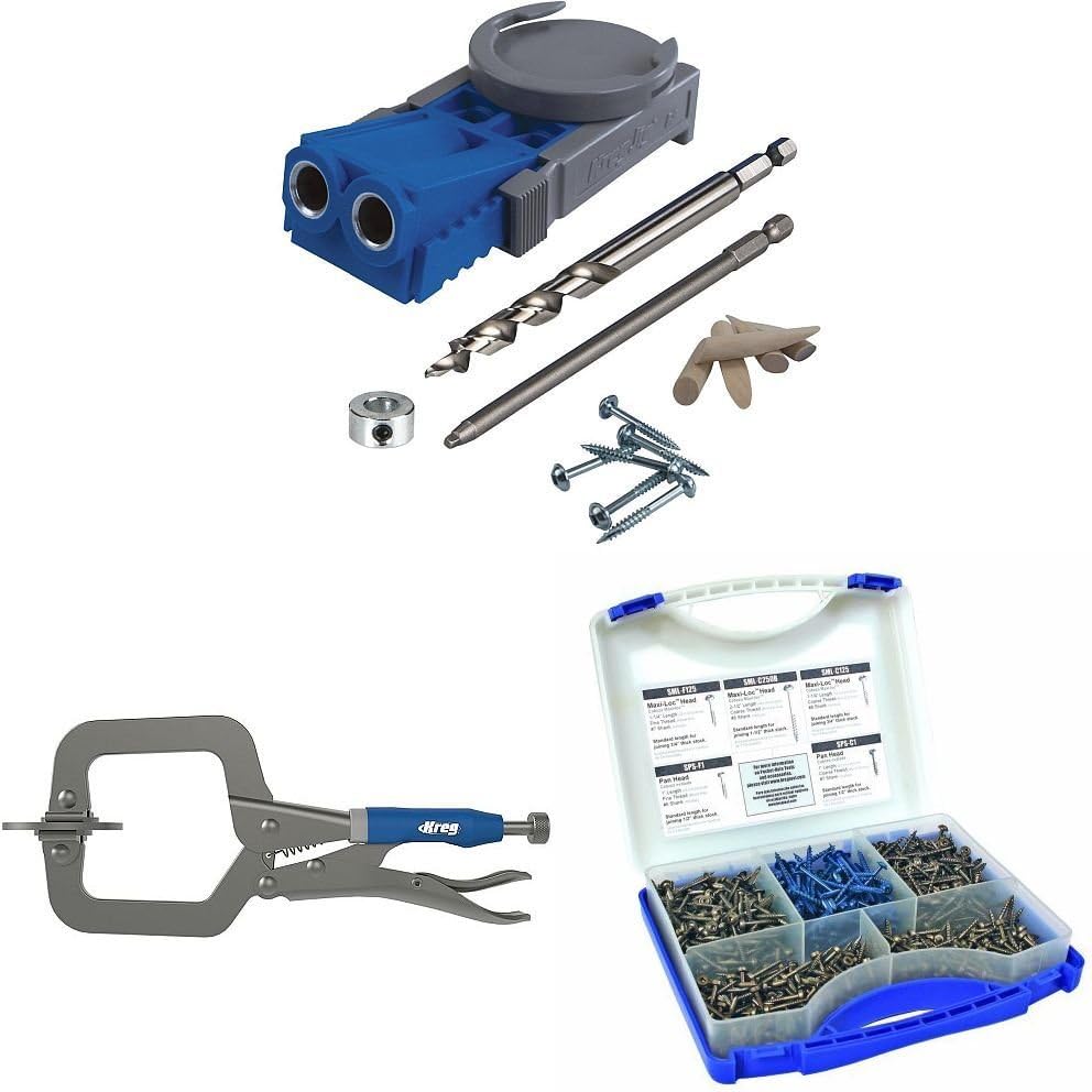 Kreg R3 Jr. Pocket Hole Jig System w/SK03 Pocket-Hole Screw Kit & 2 ...