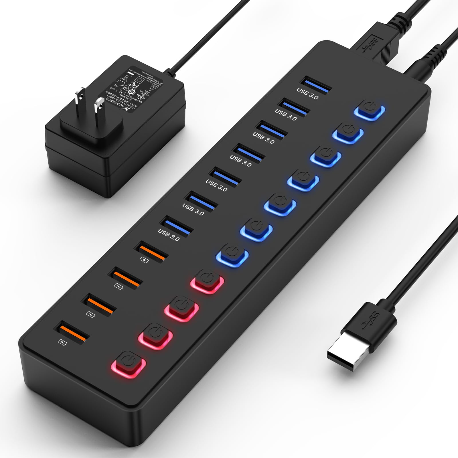Amazon.com: Powered USB hub,USB hub，11-Port hub Splitter (7 USB 3.0 ...