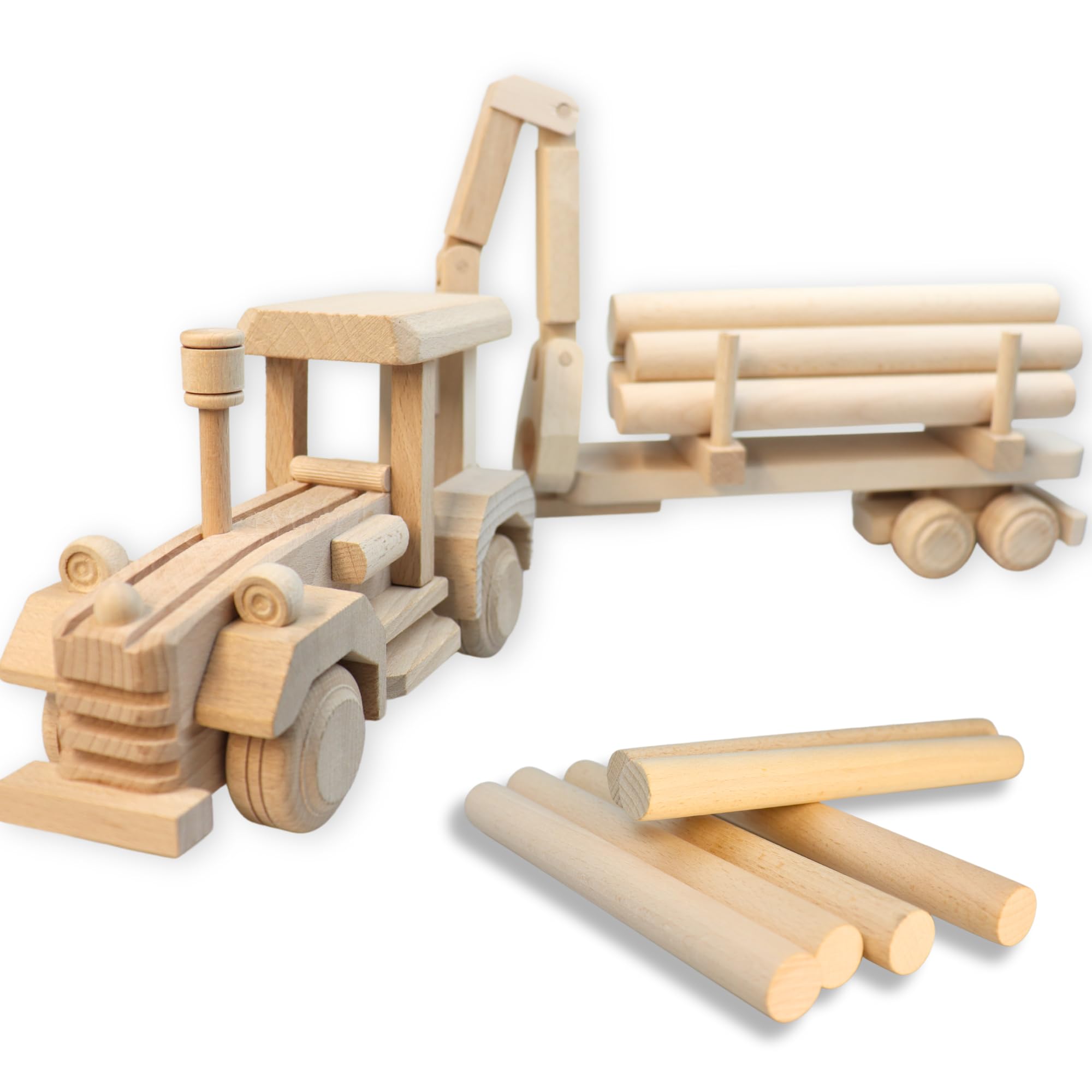 Amazon.com: VESPLO Wooden Logging Tractor Toy with Realistic Shape ...