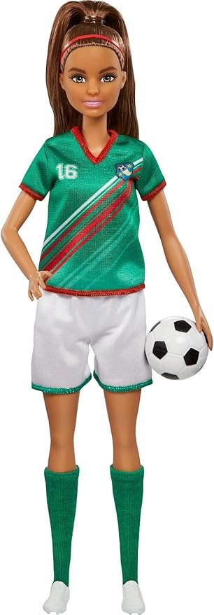 Amazon.com: Barbie Careers Fashion Doll & Accessory, Soccer Player with ...