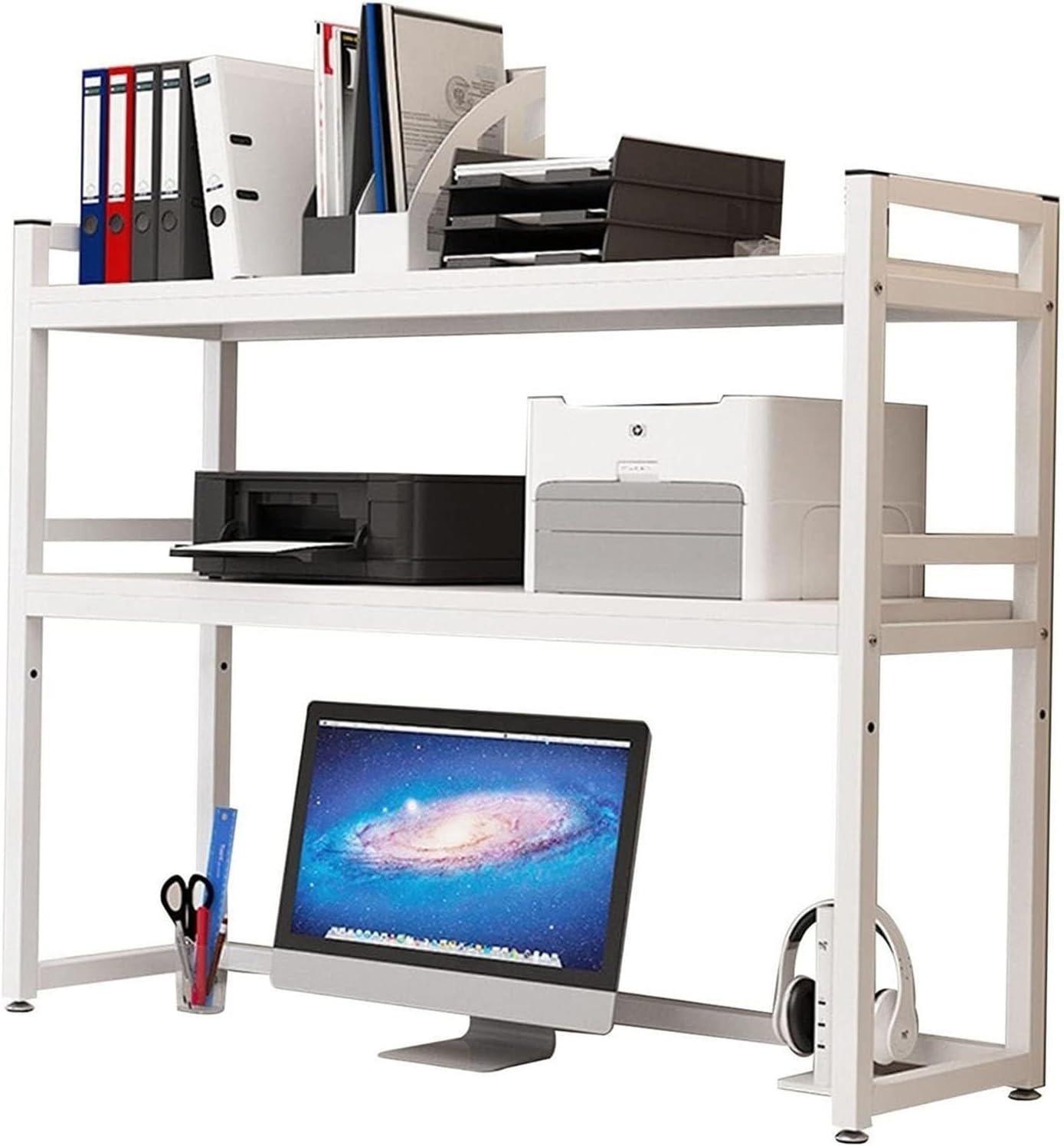 Amazon.com: 2 Tier Desktop Bookshelf / Bookcase - Computer Desk ...