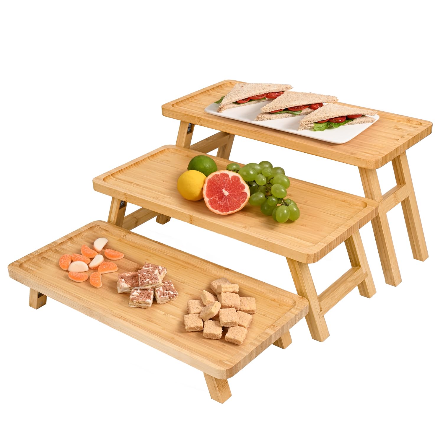 Amazon.com: GEHE Natural Bamboo Cupcake Stand, Foldable Cupcake Tier ...