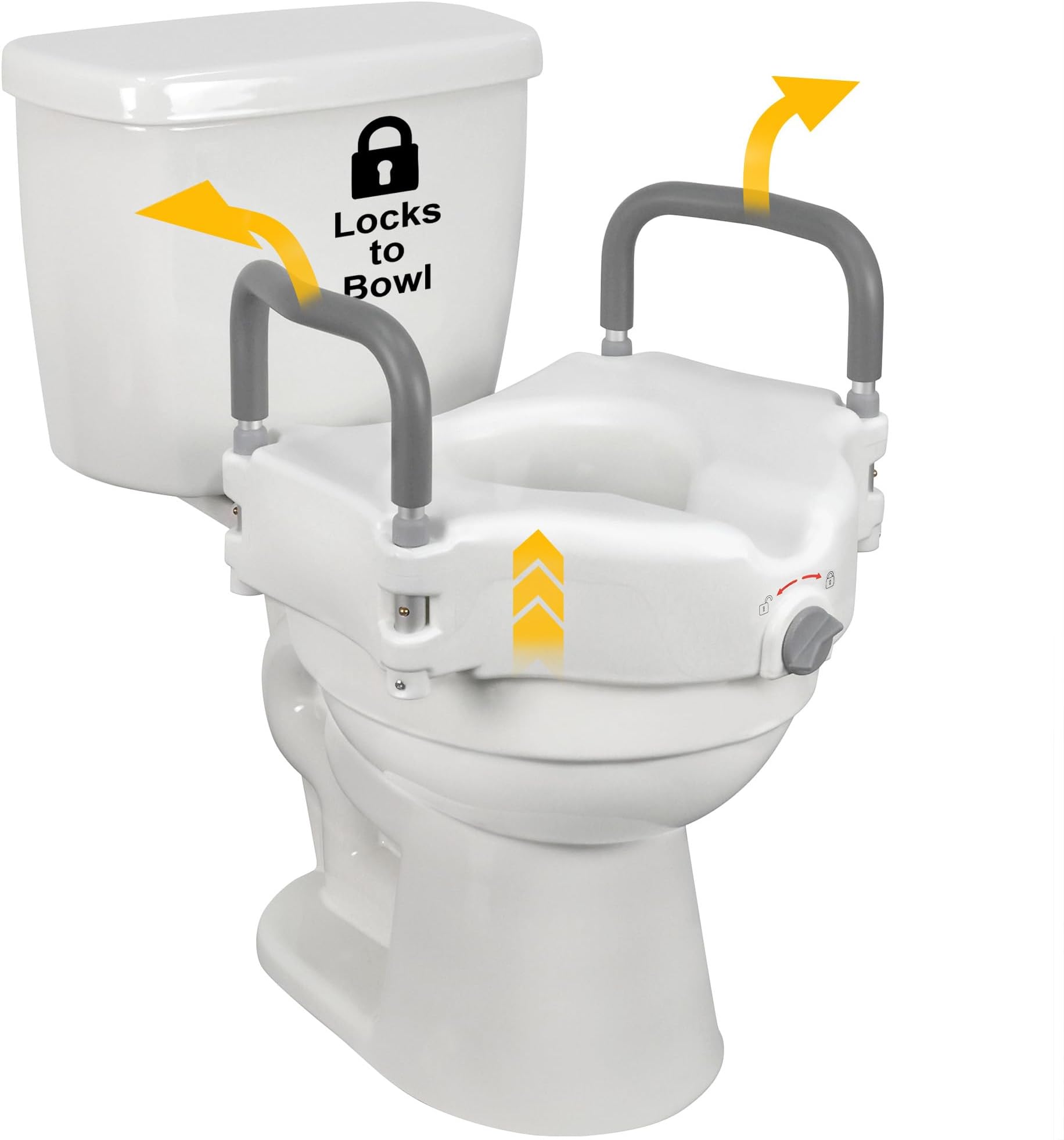 Amazon.com: Raised Toilet Seat with Handles, 4'' Toilet Seat Riser for ...