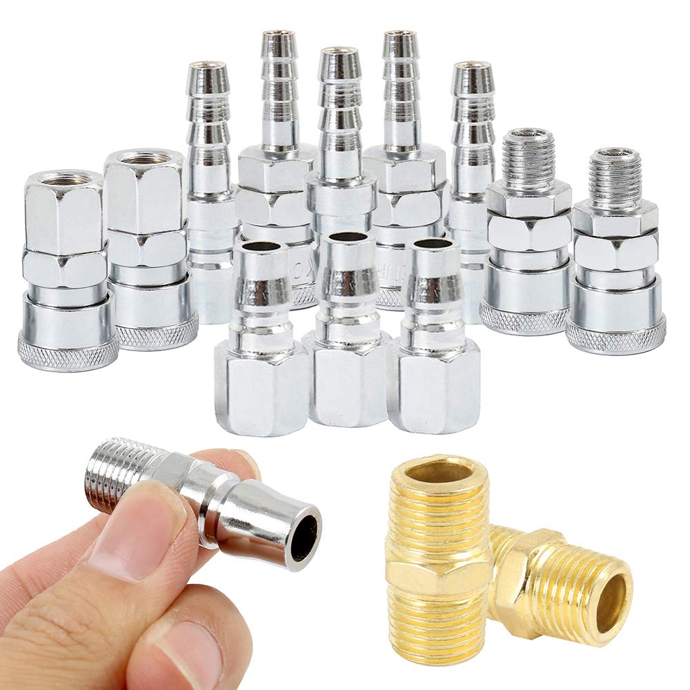 18pcs Airline Fittings 1/4"BSP Air Line Hose Compressor Connectors ...