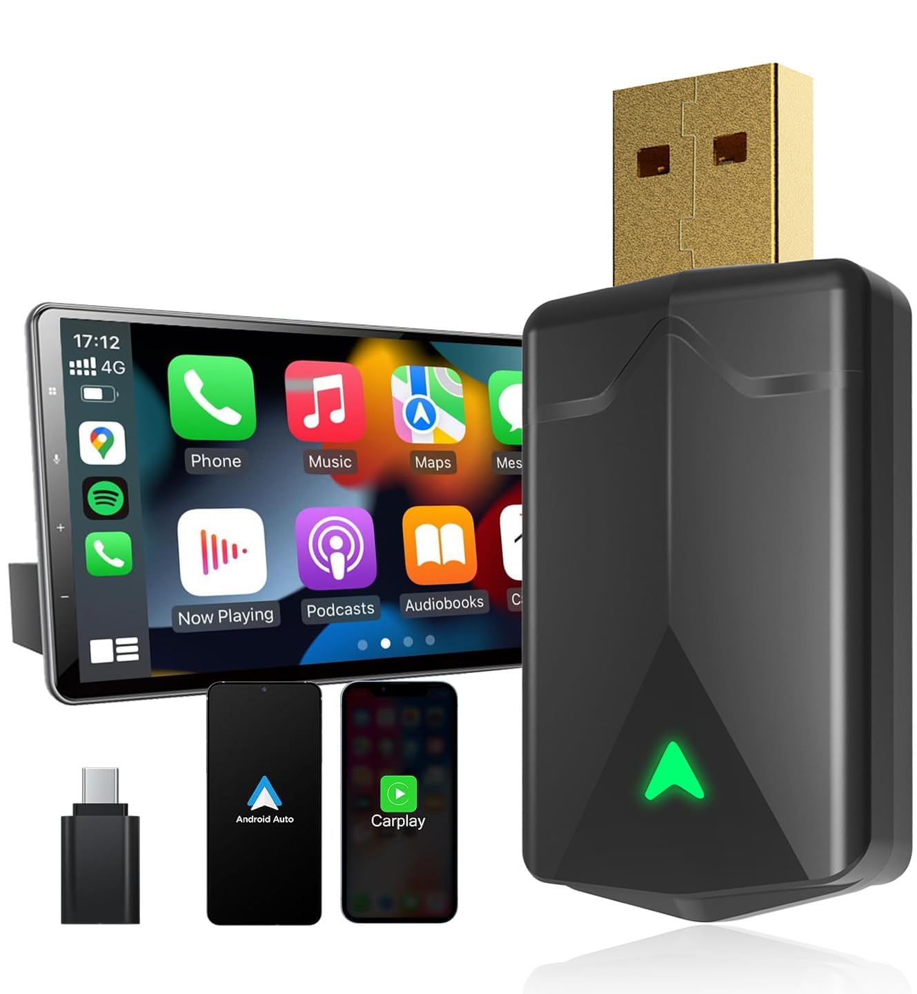 Wireless Carplay Adapter with Fast Stable 5Ghz WiFi Bluetooth Connection, Wired to Wireless ...