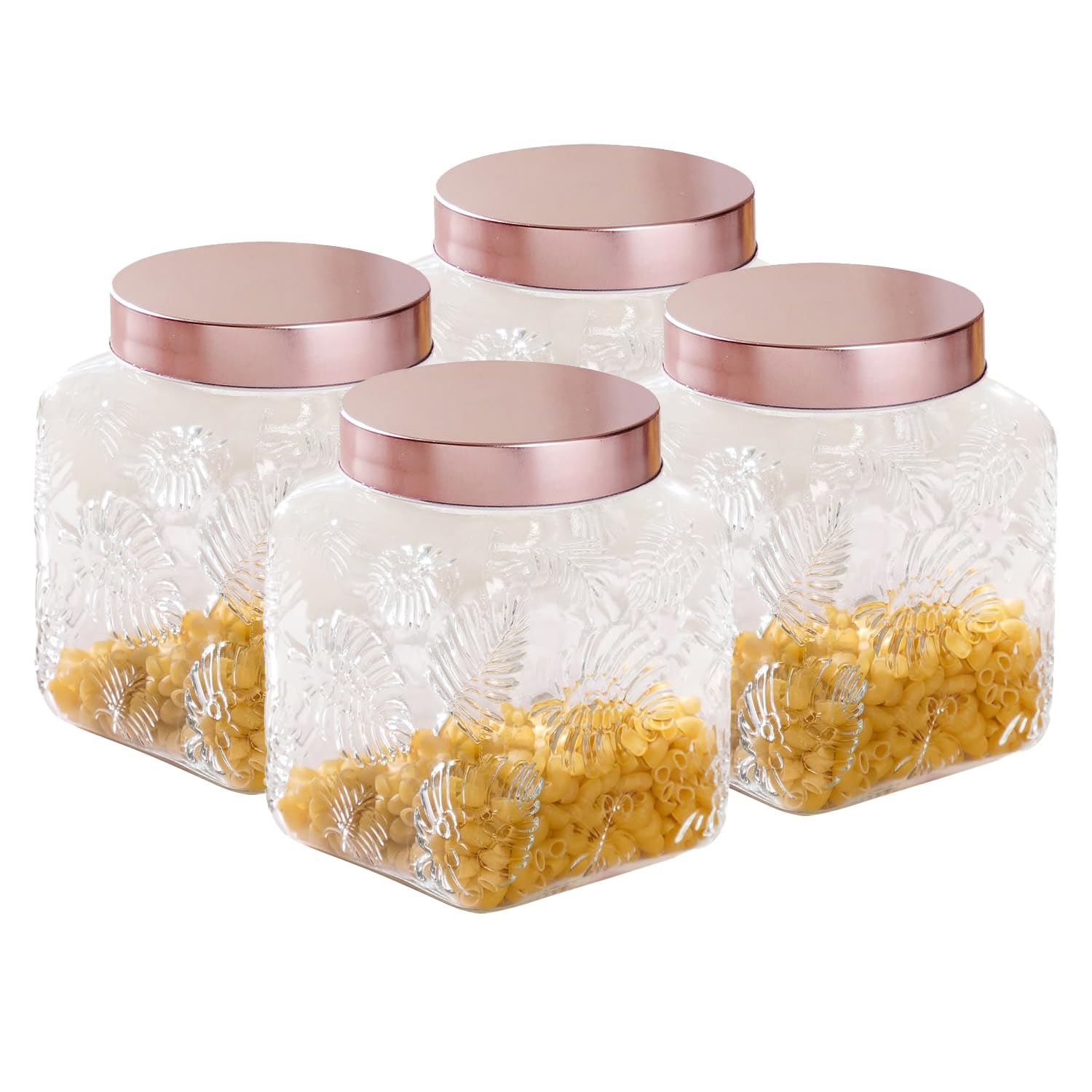 Nestasia Glass Jars & Containers for Kitchen | Square Shaped & Leaf ...