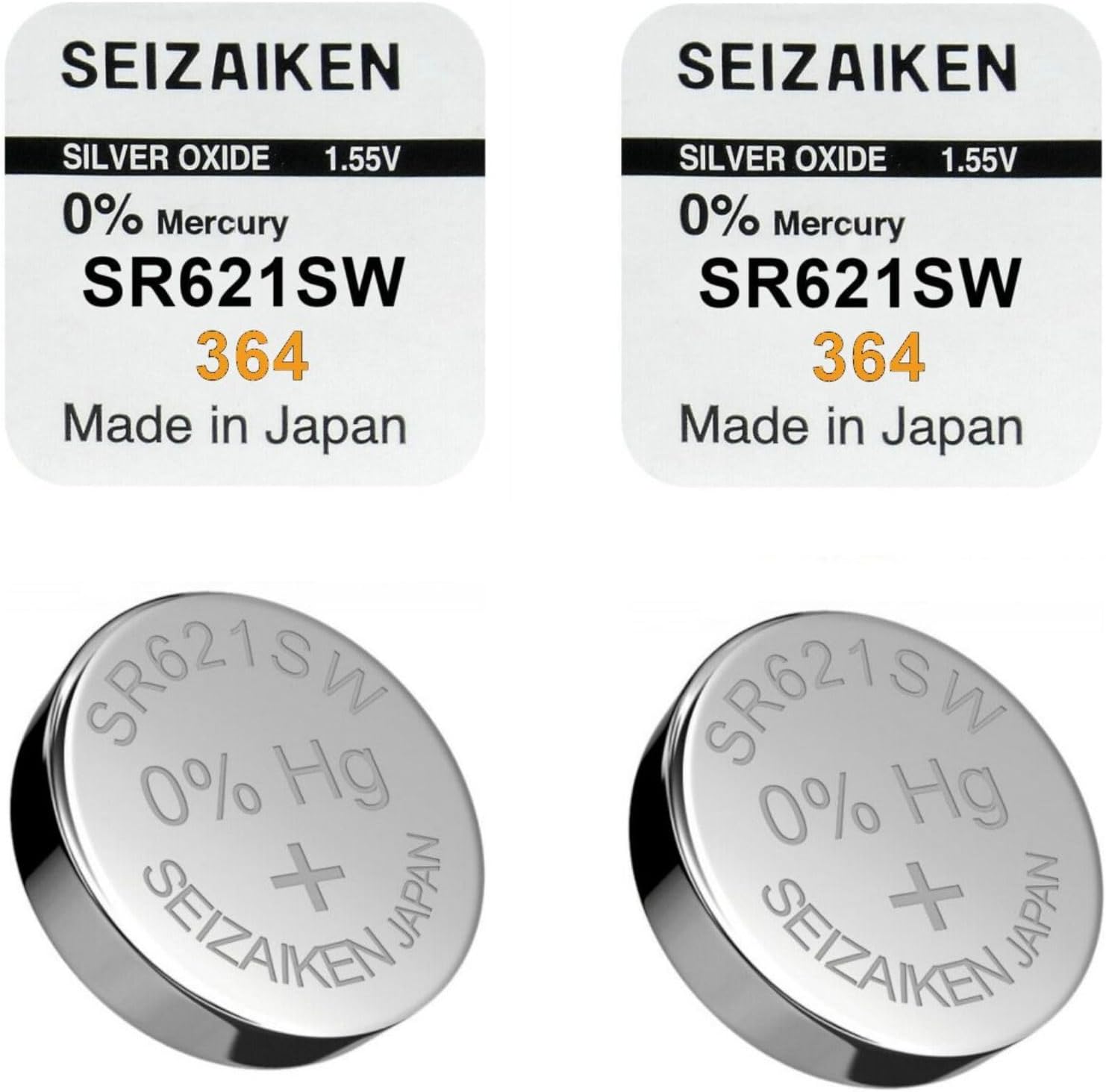 Batteria SR621SW (364) - Set di 2 batterie per orologio Seizaken Seiko ...