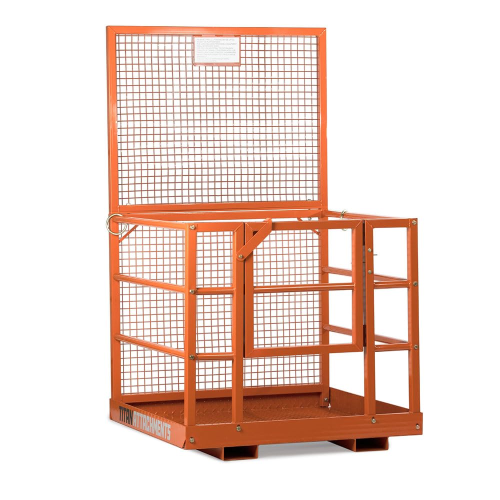 Titan Attachments Forklift Safety Cage 45" x 43", 2 Person Design with ...