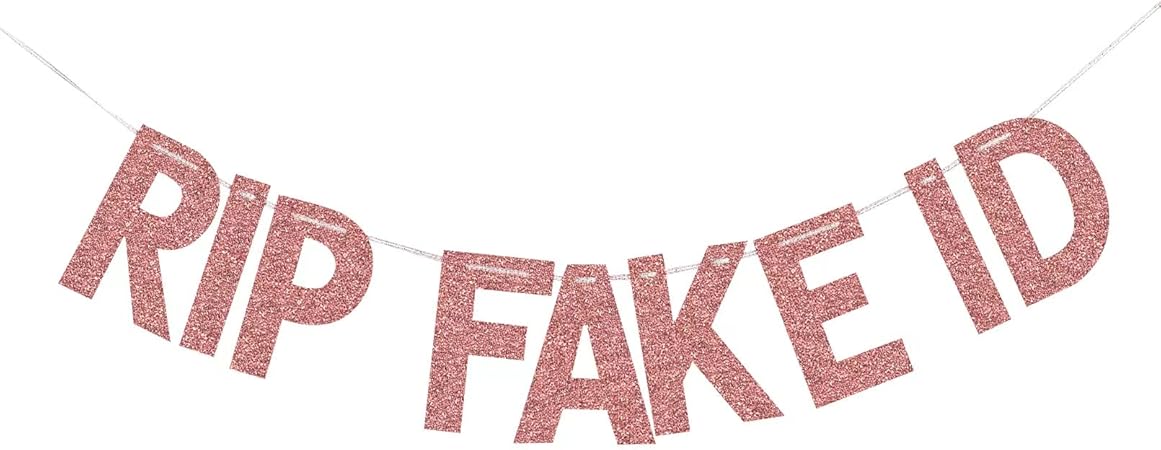 Amazon.com: 21st Birthday Decorations for Her Rip Fake ID Banner Rose ...