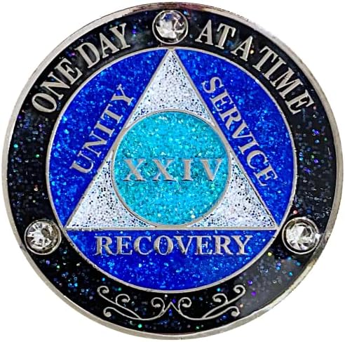 Amazon.com : (Years 1-50) AA 24 Year Recovery Coin, Crystals & Glitter ...