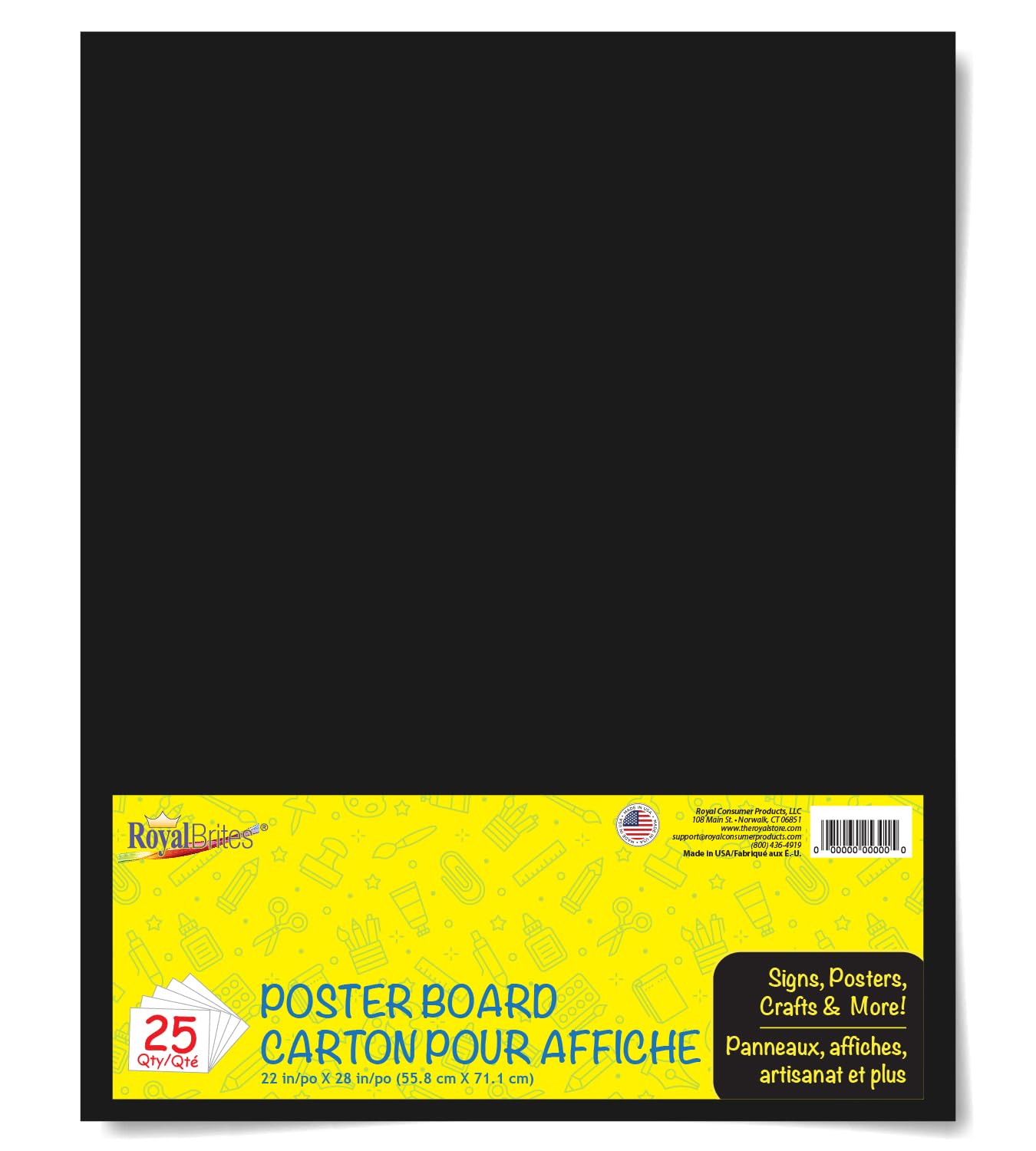 Amazon.com : Black Poster Board, Premium 2-Sided 22x28 Poster Board for ...