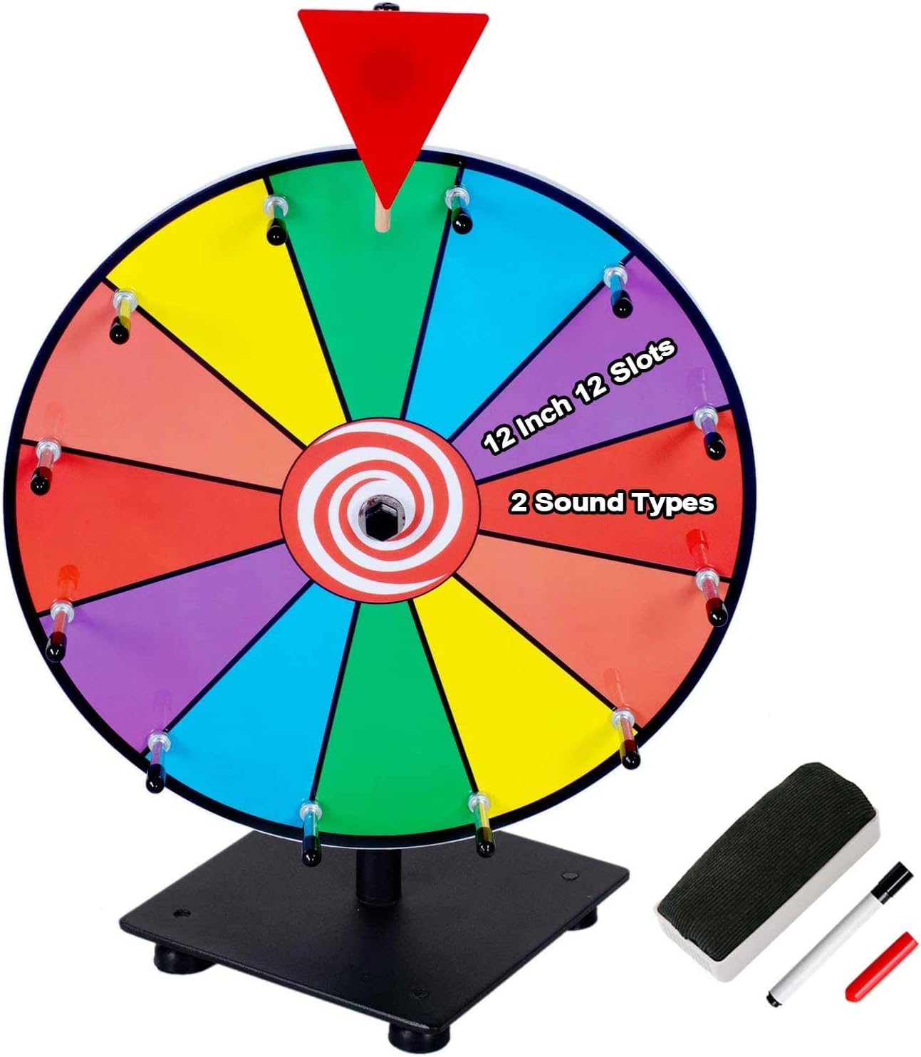 Klvied 12 Inch Heavy Duty Prize Wheel, 12 Slot Tabletop Color Spinning ...