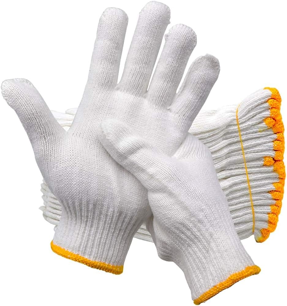 Work Gloves 12 Pairs Cotton Polyester Gloves for Mechanic Industrial ...