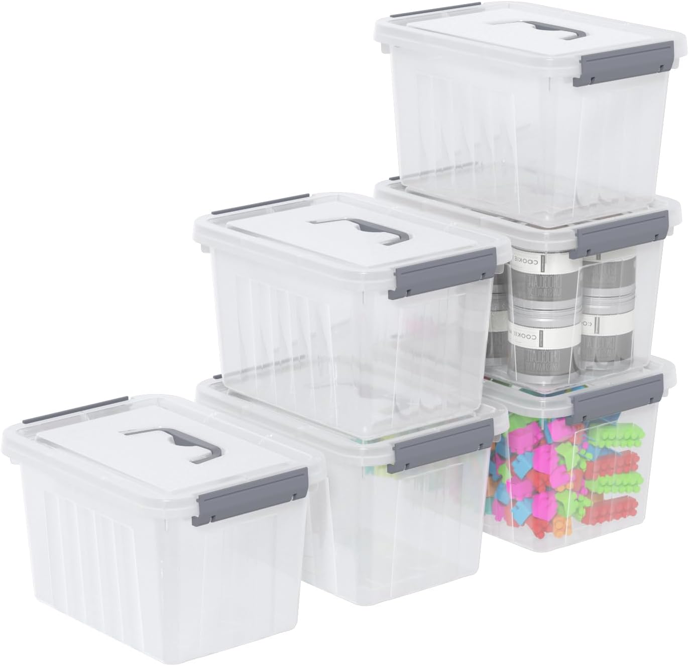Parlynies 3 Liter Small Plastic Storage Box with lid, Set of 6, Clear ...