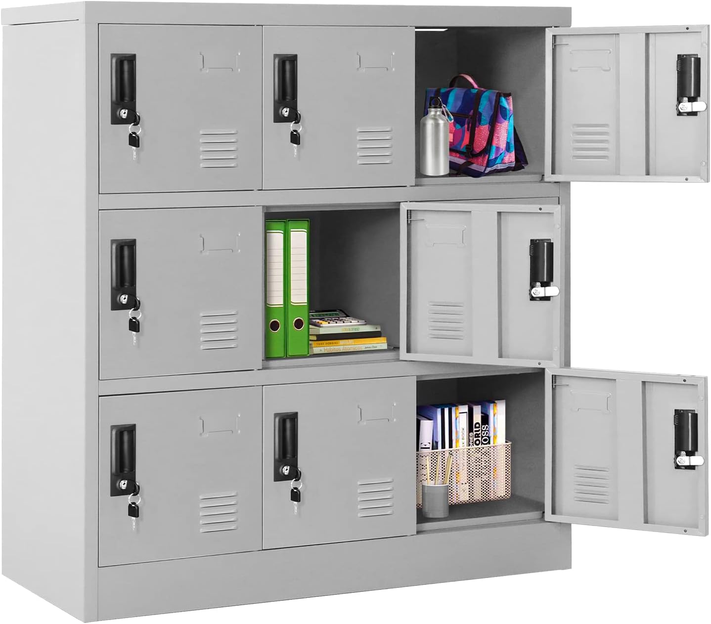 Amazon.com: Greenvelly 9 Door Storage Locker for Employee, Metal Locker ...