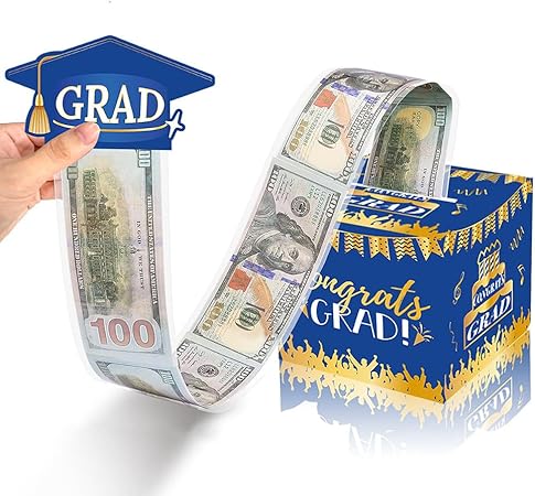 Amazon.com: Graduation Money Box for Cash, Blue Surprise Pull Money ...