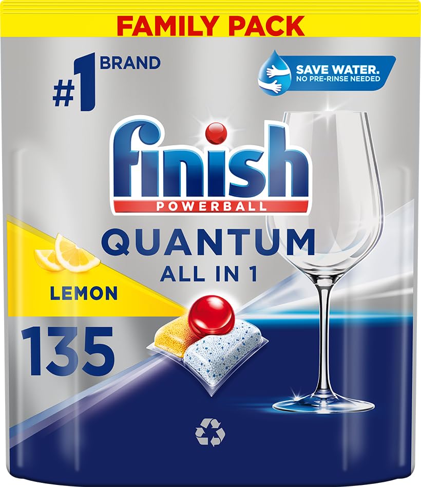 FINISH Quantum All-in-1 Lemon – kapsułki do zmywarki; chronią szkło i ...