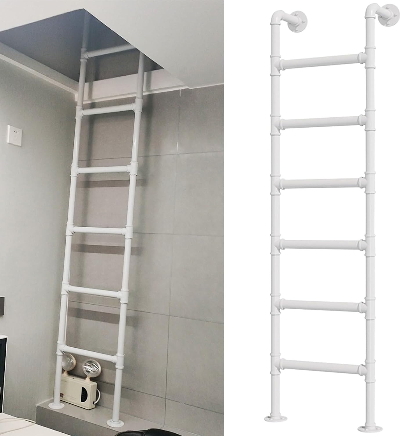 Basement Window Well Egress Ladder, 330LBS Load Black Wrought Iron Fire ...