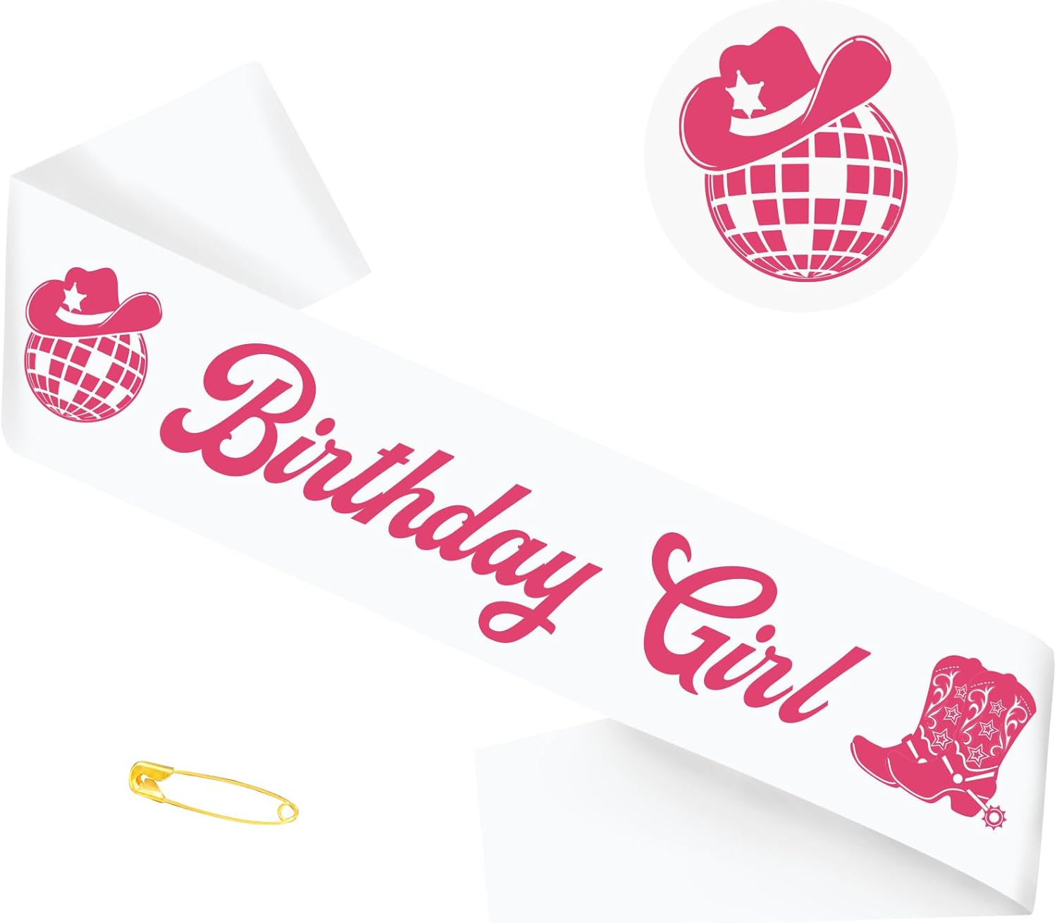 Amazon.com: Hot Pink Birthday Sash for Women, Disco Cowgirls Birthday ...