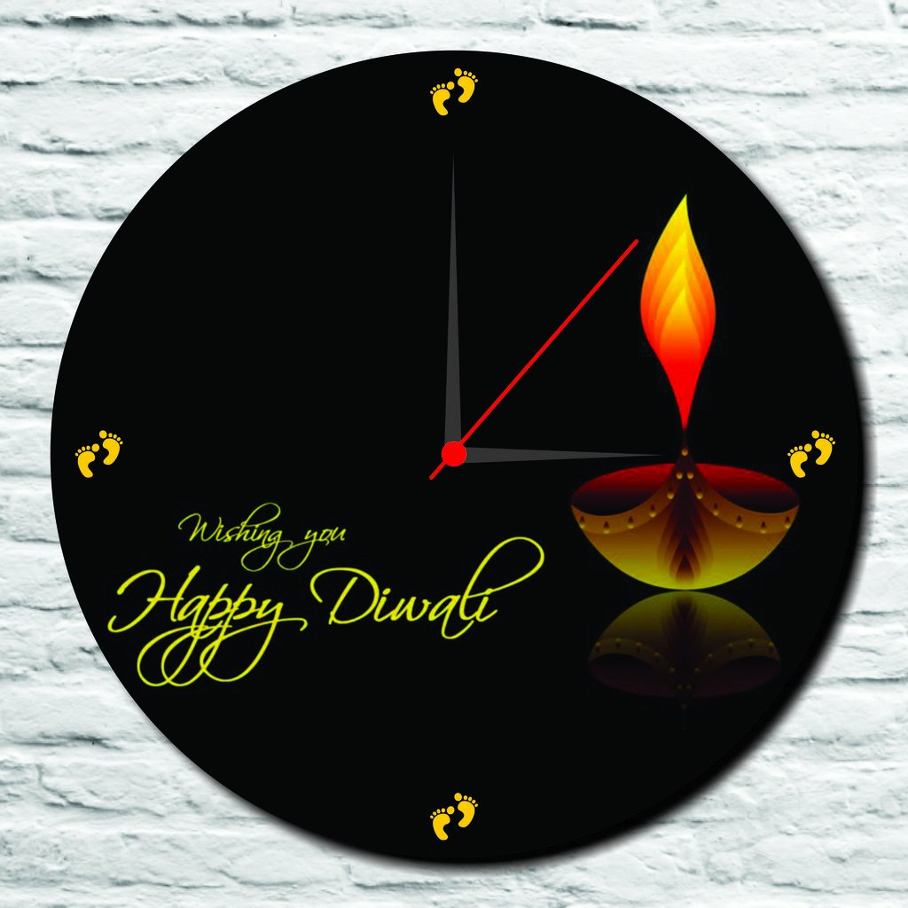 Buy Diwali Clock. Wall Round Wooden Clock Gift For All Relatives ...