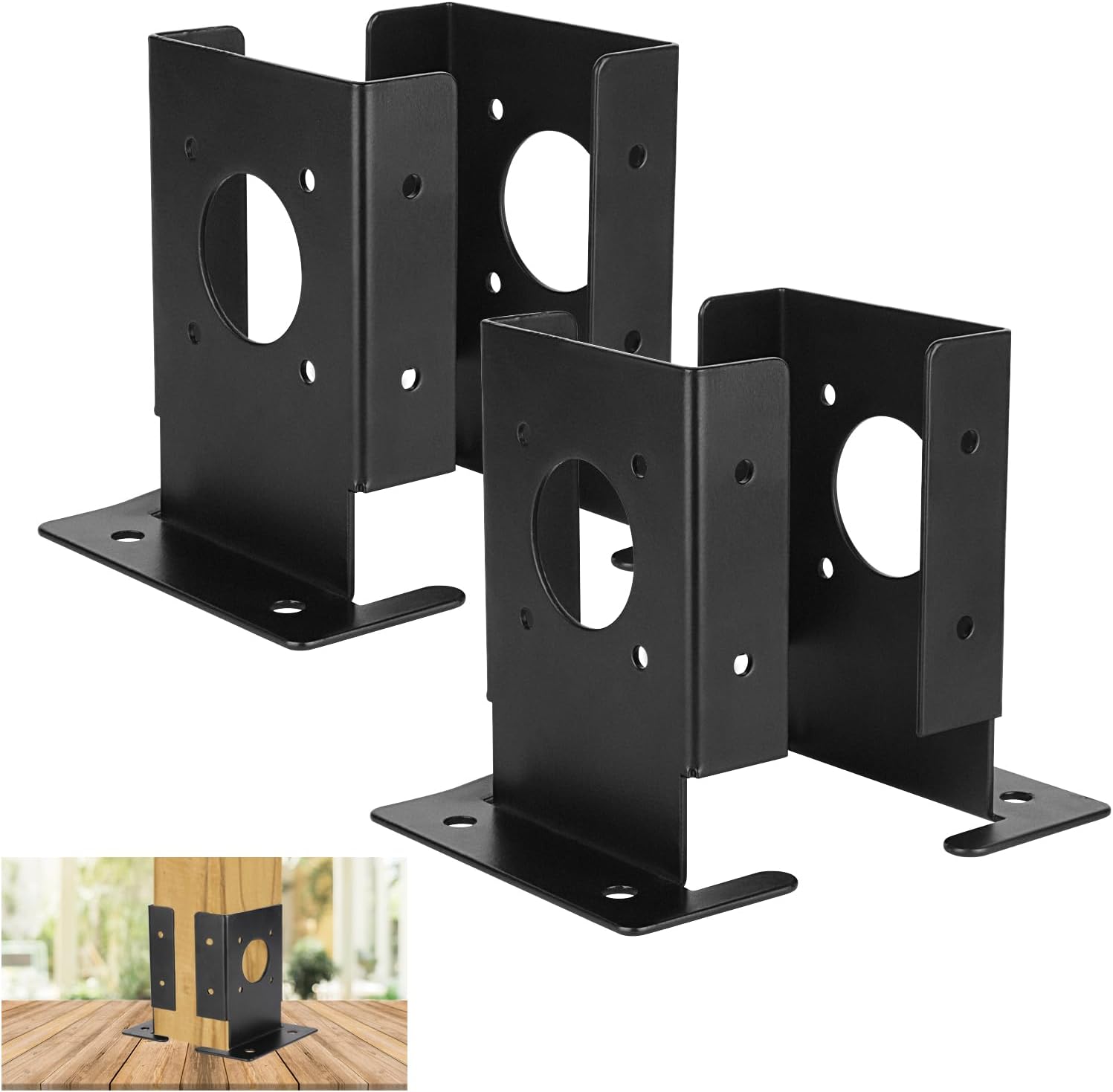 TheElves Fence Post Anchor 4 Pcs,Adjustable 4x4 Post Base Bracket Kit ...