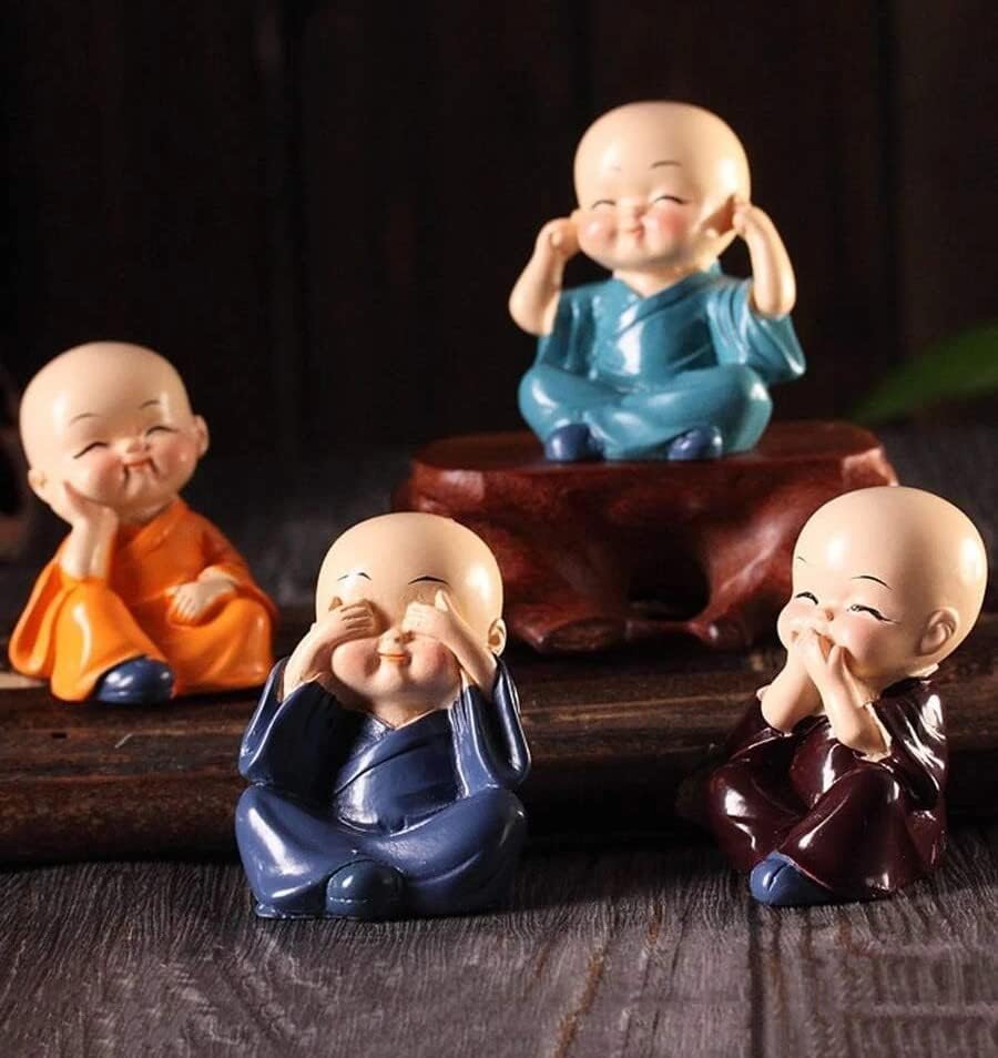 Buy SATYAM KRAFT 1 Set Monk Buddha Miniature Set for Unique Gift, Home ...