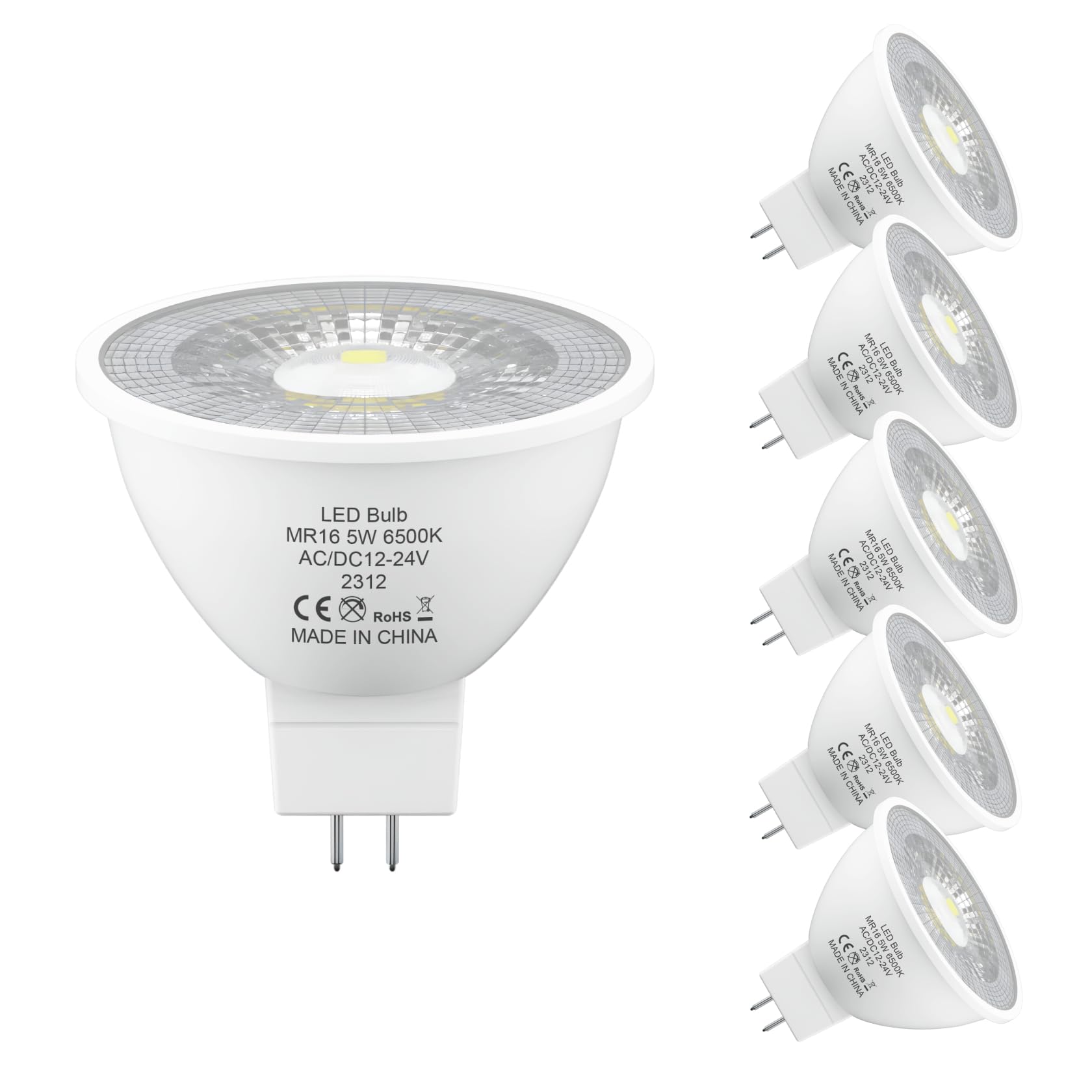 LUTW MR16 LED Bulbs Cool White 6500K, AC/DC 12V/24V GU5.3 LED Spotlight ...