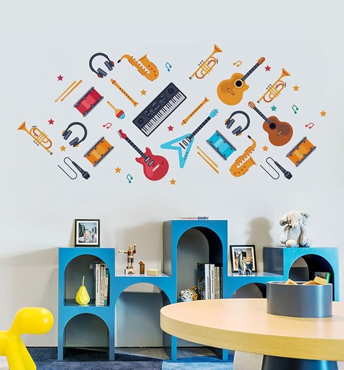 Amazon.com: Music Instruments Decor Wall Decals for School Classroom ...