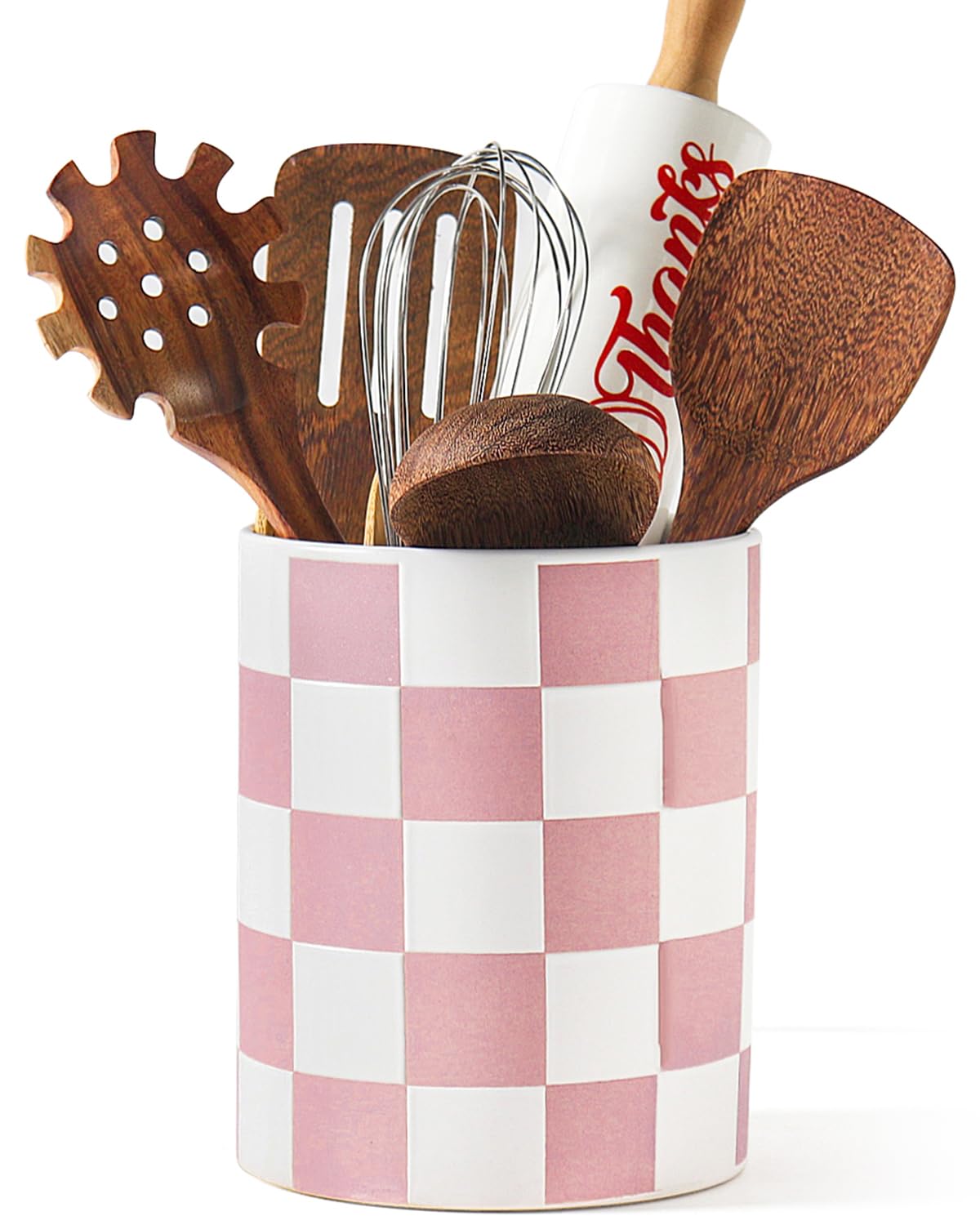 Amazon.com: Swkien Utensil Holder，7.2 Inch Checkered Utensil Holder ...