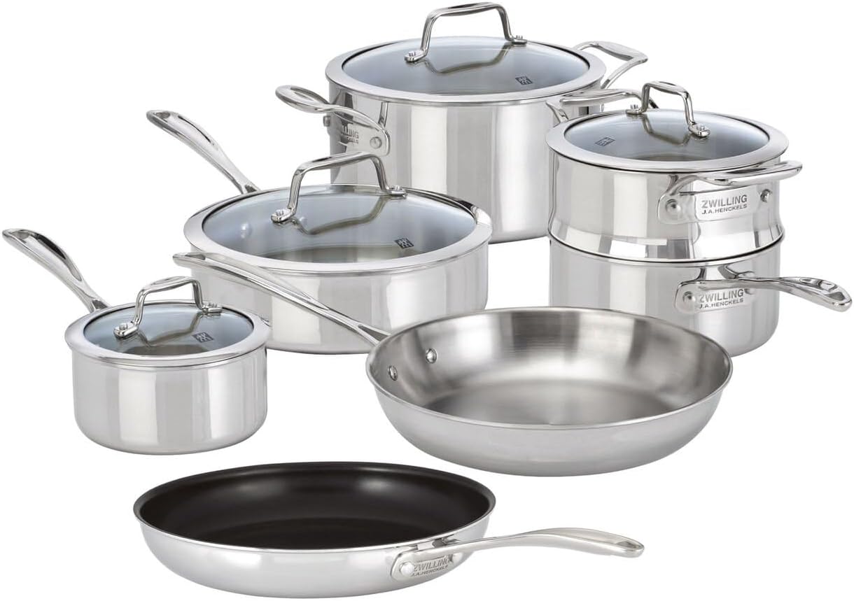 ZWILLING Vista Clad 10 Piece 18/10 Stainless Steel Cookware Set with ...