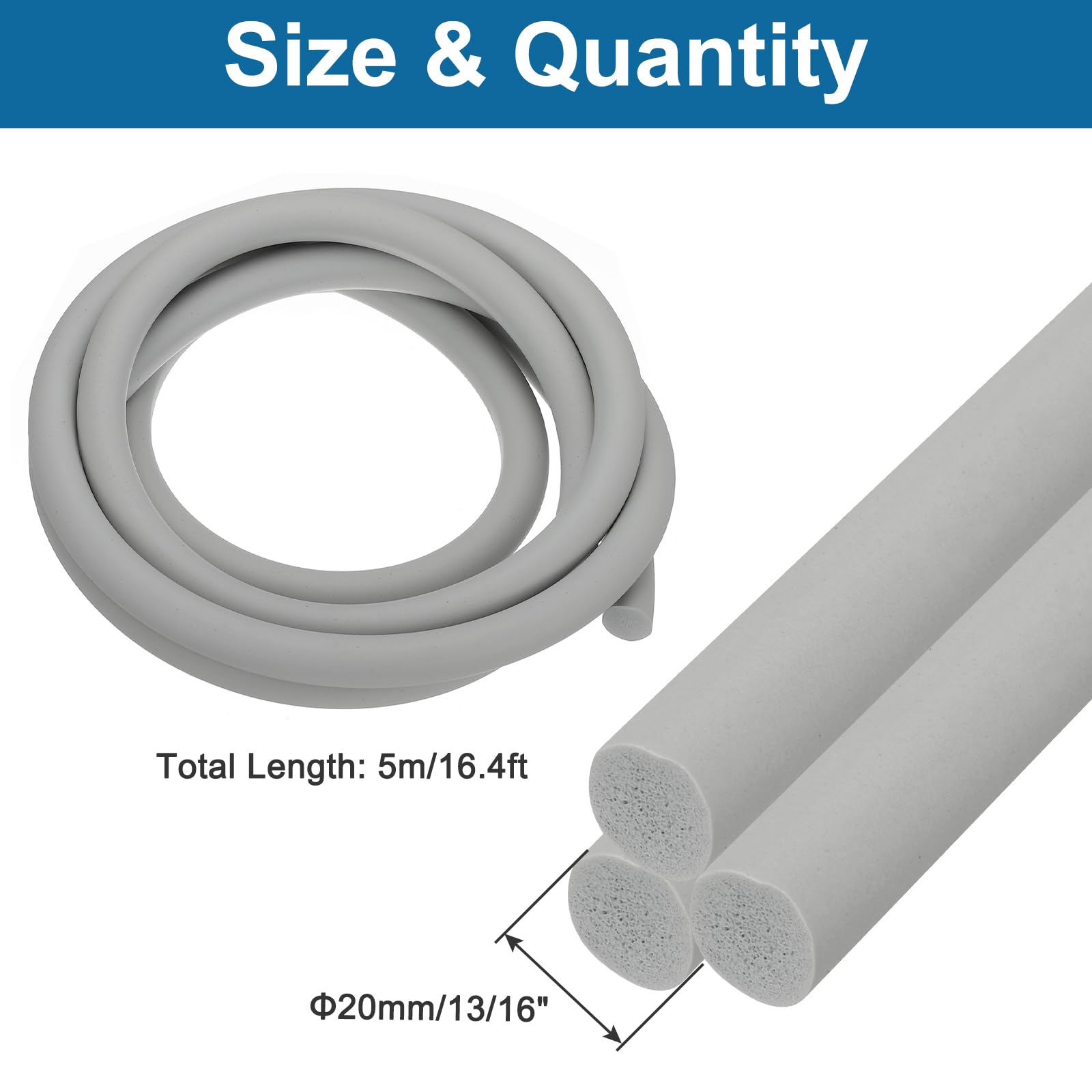 PATIKIL 16.4Ft Backer Rod 13/16 Inch EPDM Rubber Caulk Saver Concrete ...
