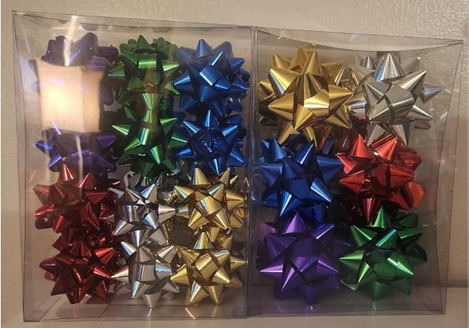 Amazon.com: Total of 36 Decorative Metallic Gift Bows. (Set of 2 Boxes ...