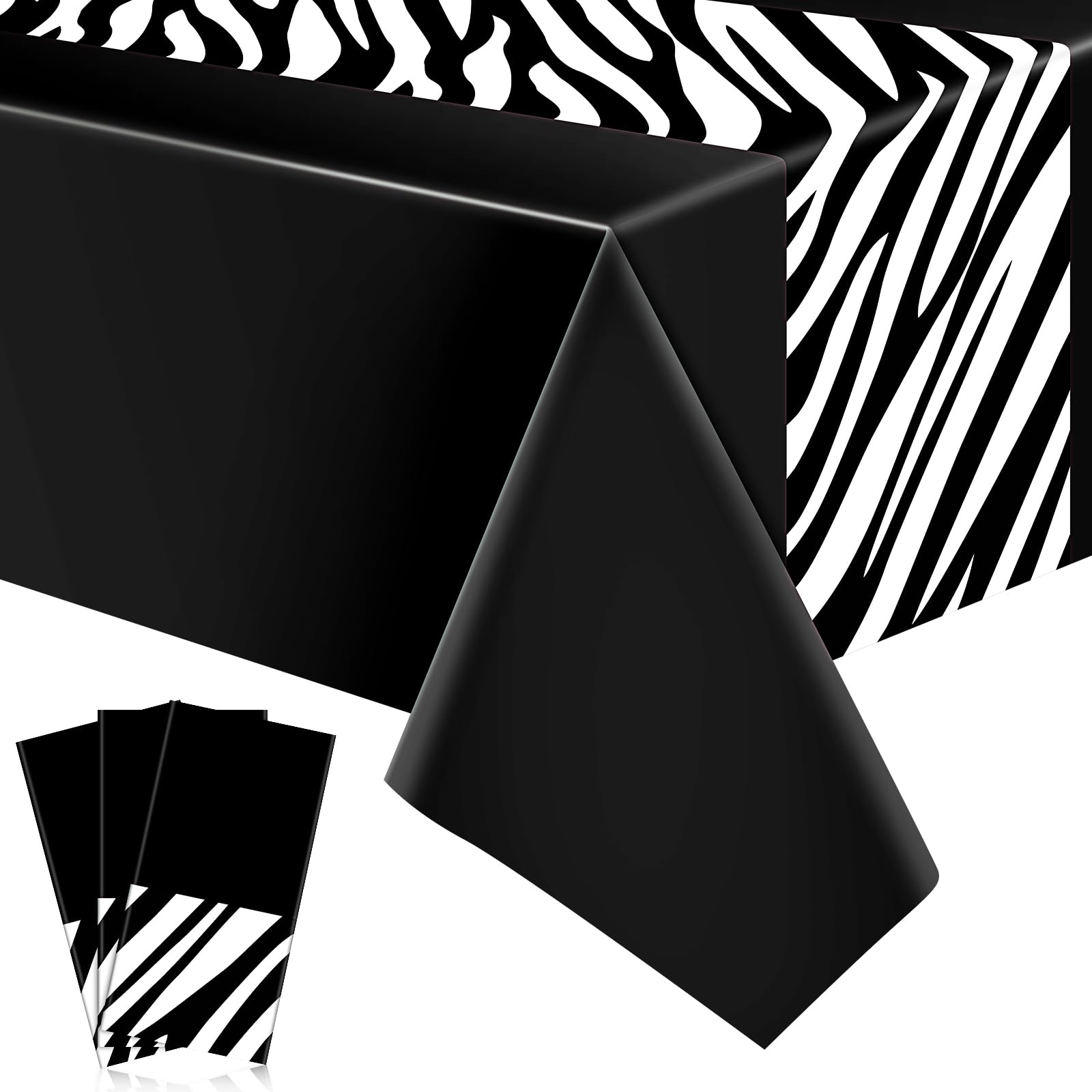 Amazon.com: Buryeah 3 Pcs Zebra Tablecloth Zebra Print Plastic Table ...