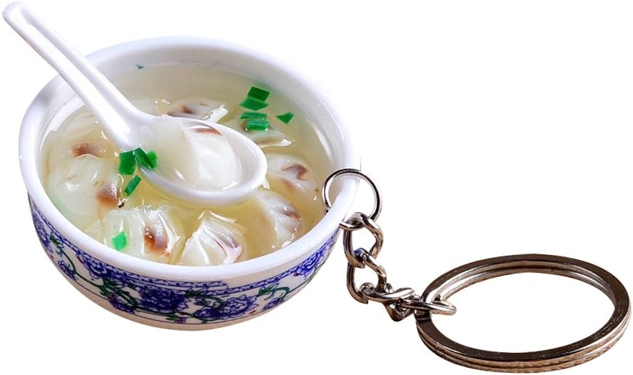FENICAL Lifelike Food Bowl Keyrings Porcelain Mini Bag Pendant ...
