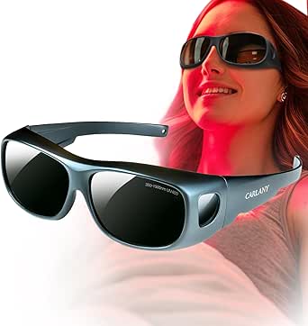 Amazon.com: CARLANY Professional Red Light Therapy Glasses OD5+ Eye Protection, Infrared & Blue ...